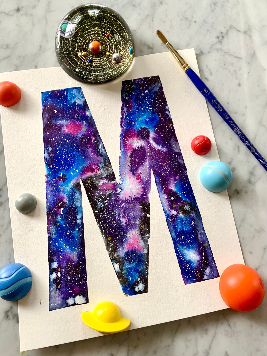 Custom Letter Galaxy Painting - Etsy