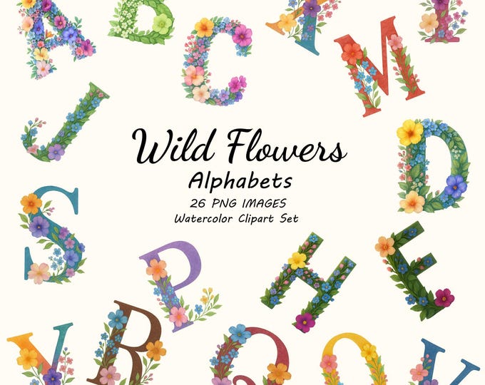Buttercup Flower Alphabet Clipart - Watercolor PNG Letters - Etsy Canada