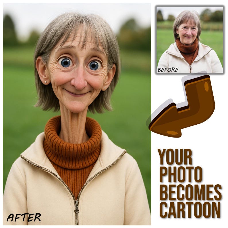 Funny Pixar Style Cartoon Portrait, Custom Digital Character Art ...