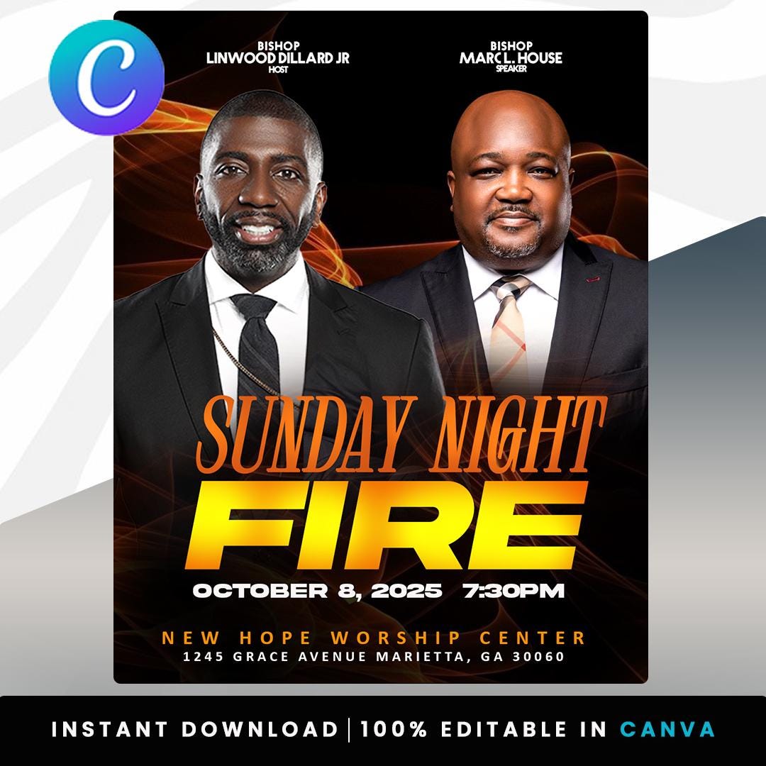 Sunday Night Fire Flyer | Editable Canva and PSD | Revival, Worship ...