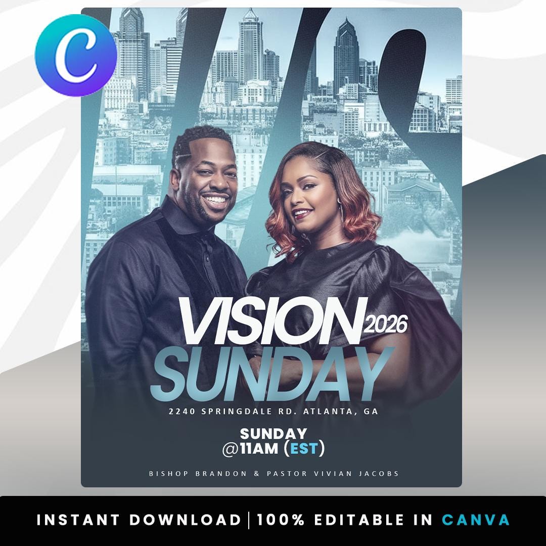 Vision Sunday Flyer Template | Editable Canva and PSD | New Year Vision ...