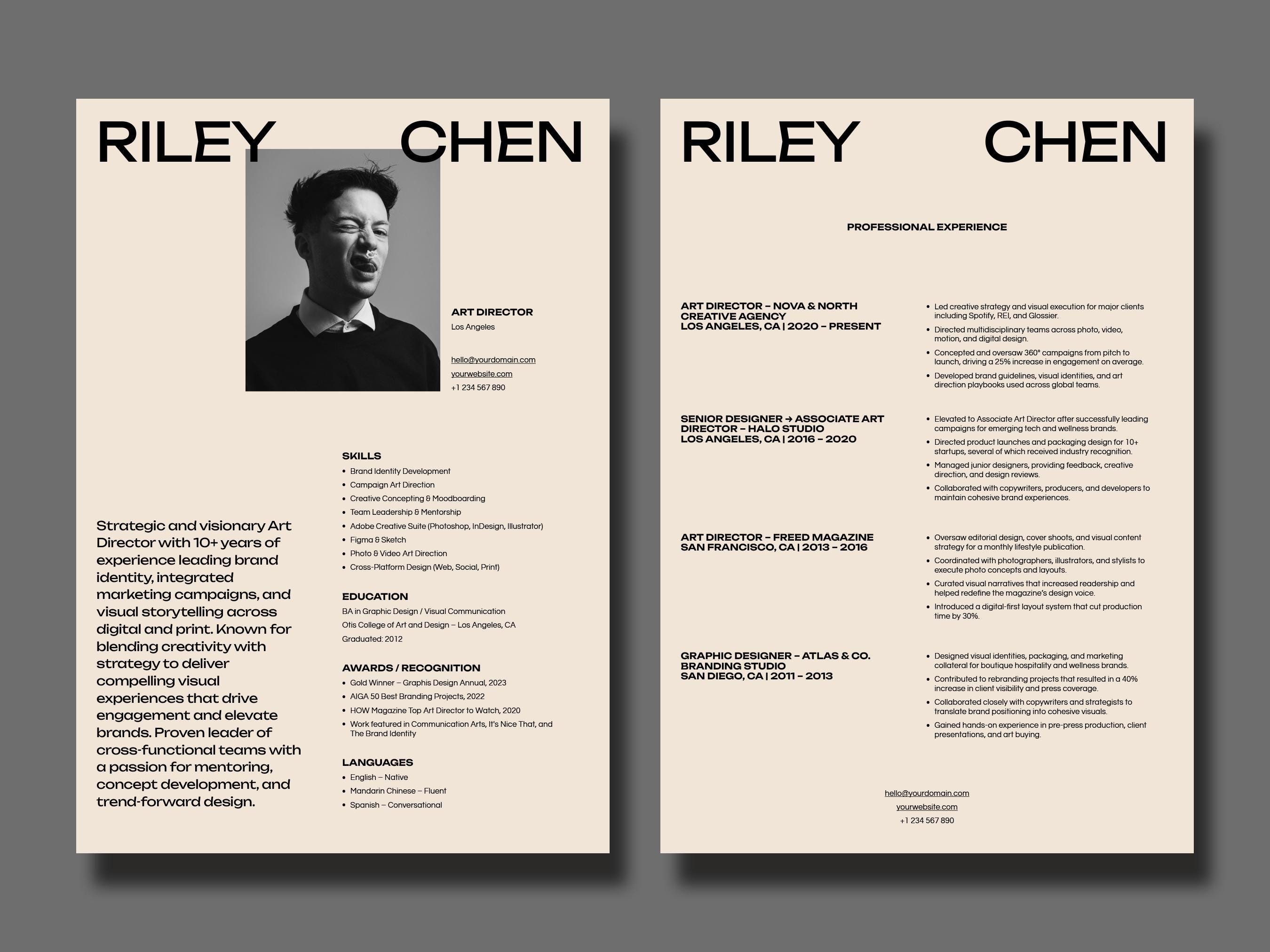 Art Director Resume Template | Keynote & Powerpoint - Etsy