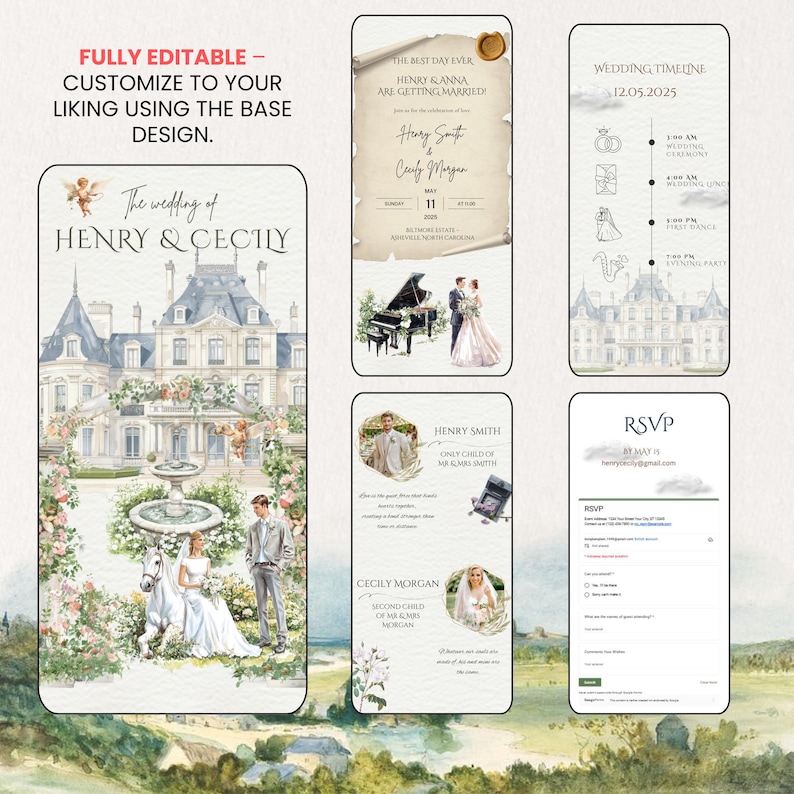 Vintage-style Wedding Invitation, Wedding Invitation Website With RSVP ...