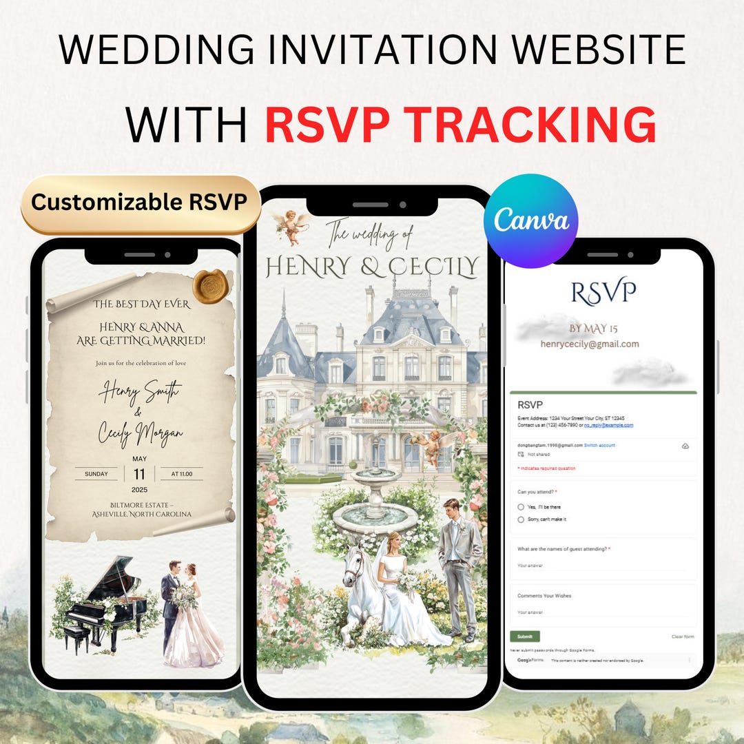 Vintage-style Wedding Invitation, Wedding Invitation Website With RSVP ...