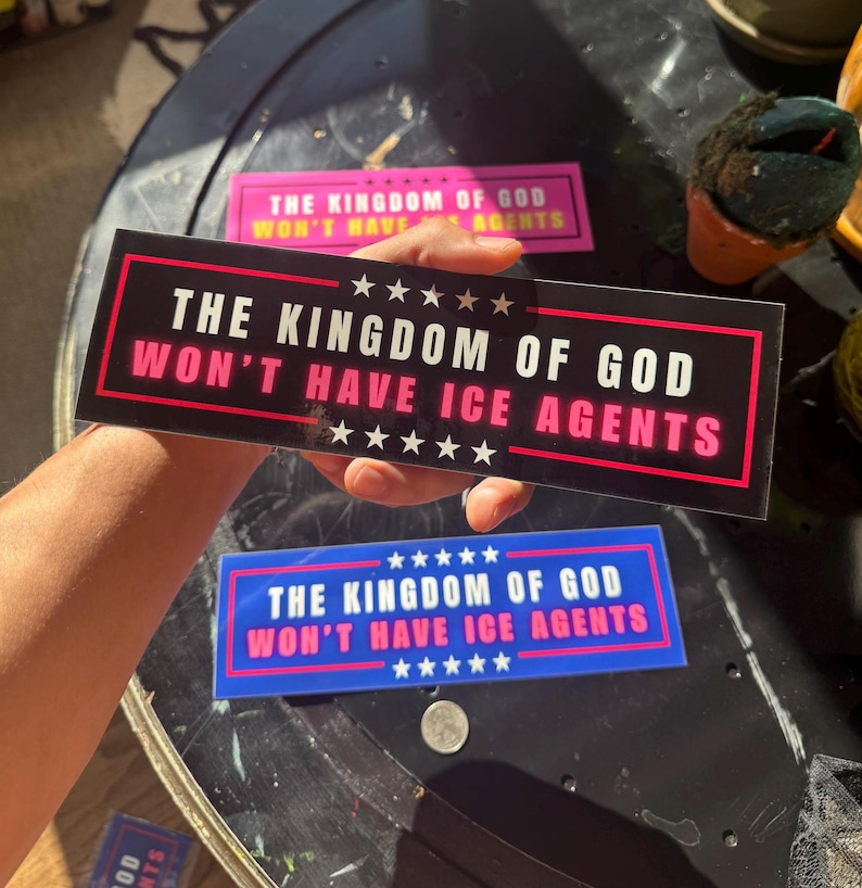 Christian Anti-ice Sticker, Pro-immigrant Activist Humor (3x10 Inches ...