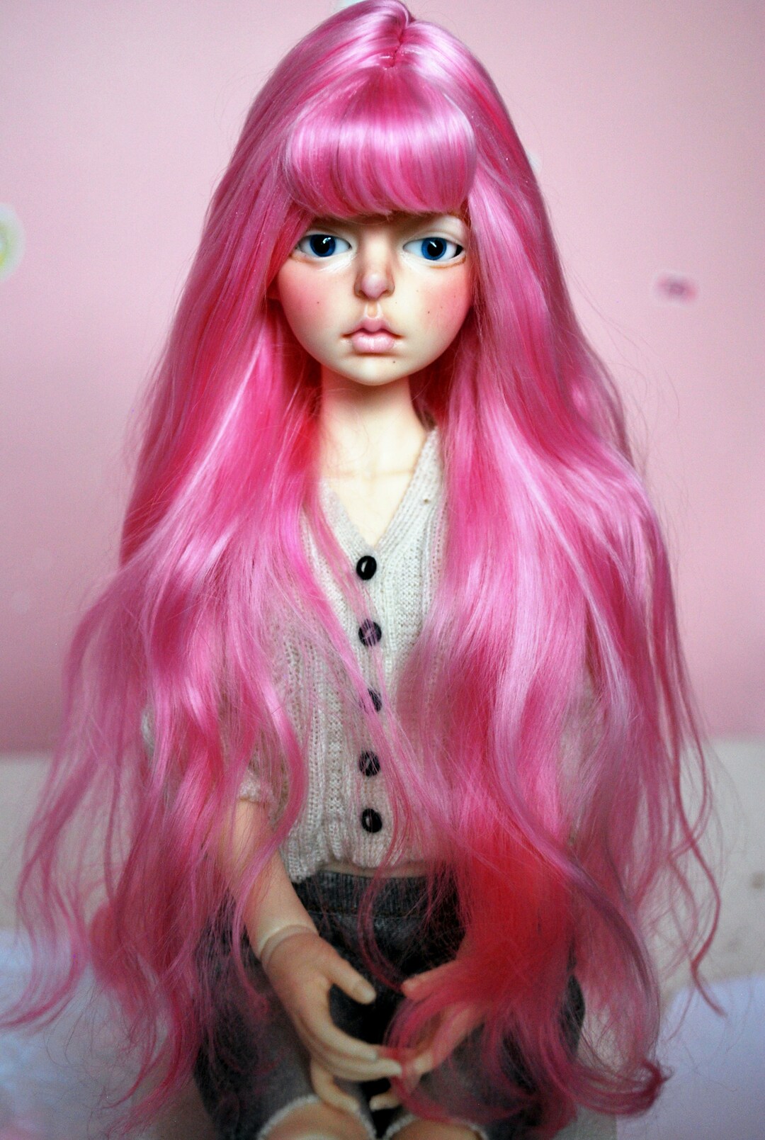 Made to Order 6-7 7 Inch Pink Alpaca Bjd Wig Minifee Size - Etsy