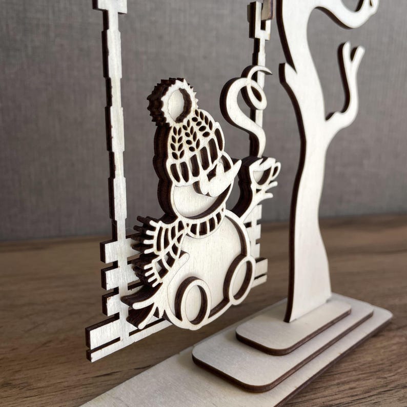 Chilling Snowman on Swing Multy Layer, Christmas Decoration , Standing ...