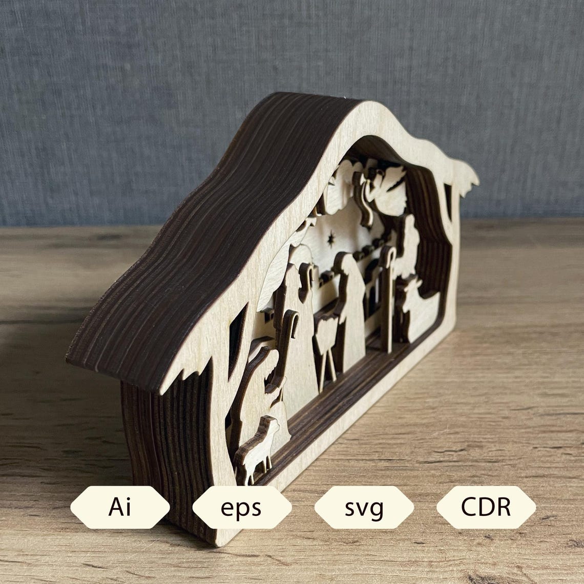 Christmas Nativity Scene Multilayer Christmas Angels Laser Cut, Digital ...