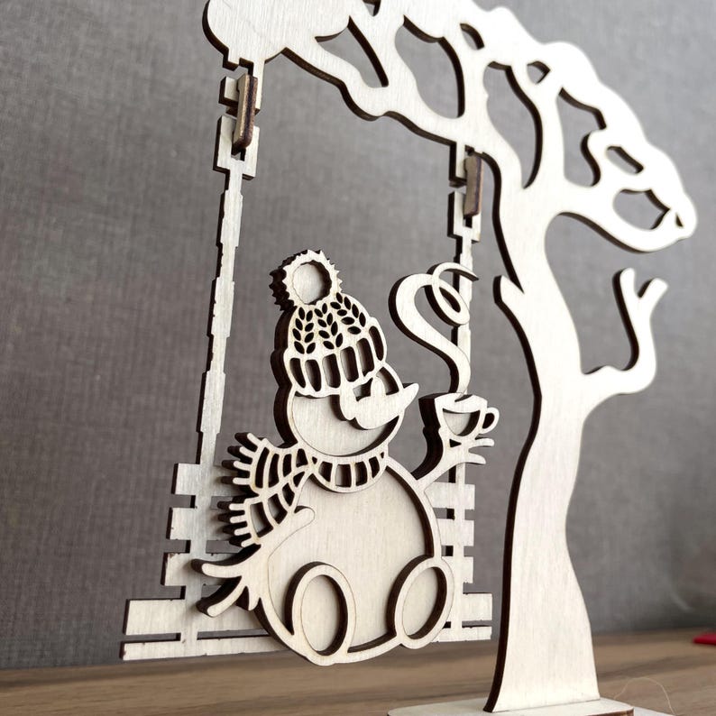 Chilling Snowman on Swing Multy Layer, Christmas Decoration , Standing ...