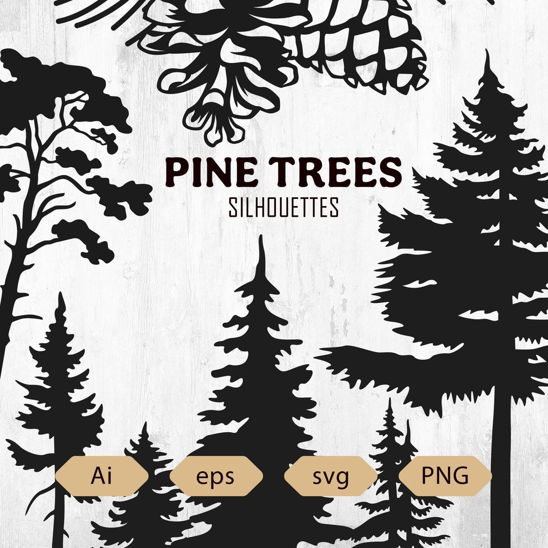 Evergreen Trees Svg Bundle, Pine Tree Vector, Fir Tree Stencil, Forest ...