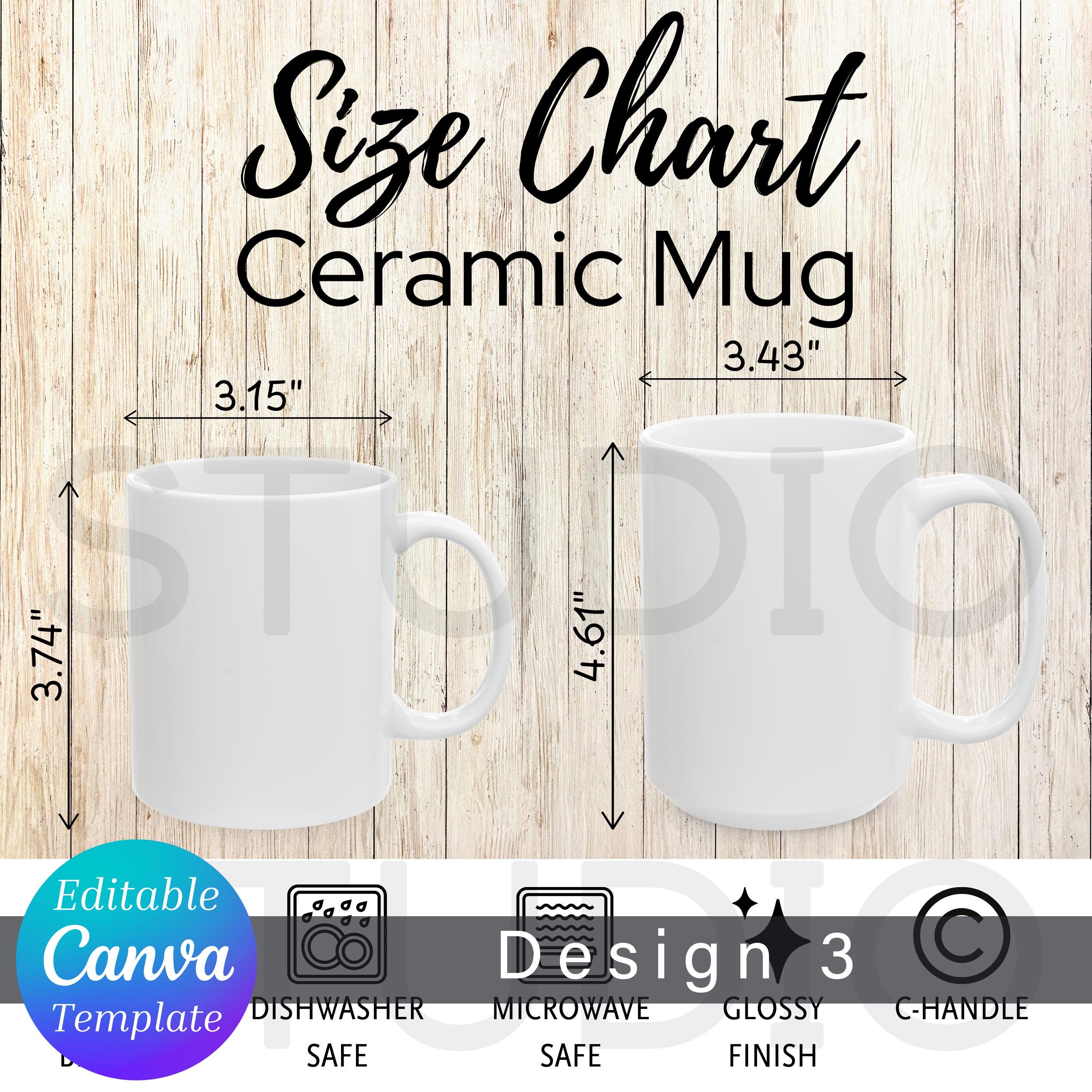Canva Mug Size Chart Mockup: 11oz & 15oz Ceramic Mugs (digital Download ...