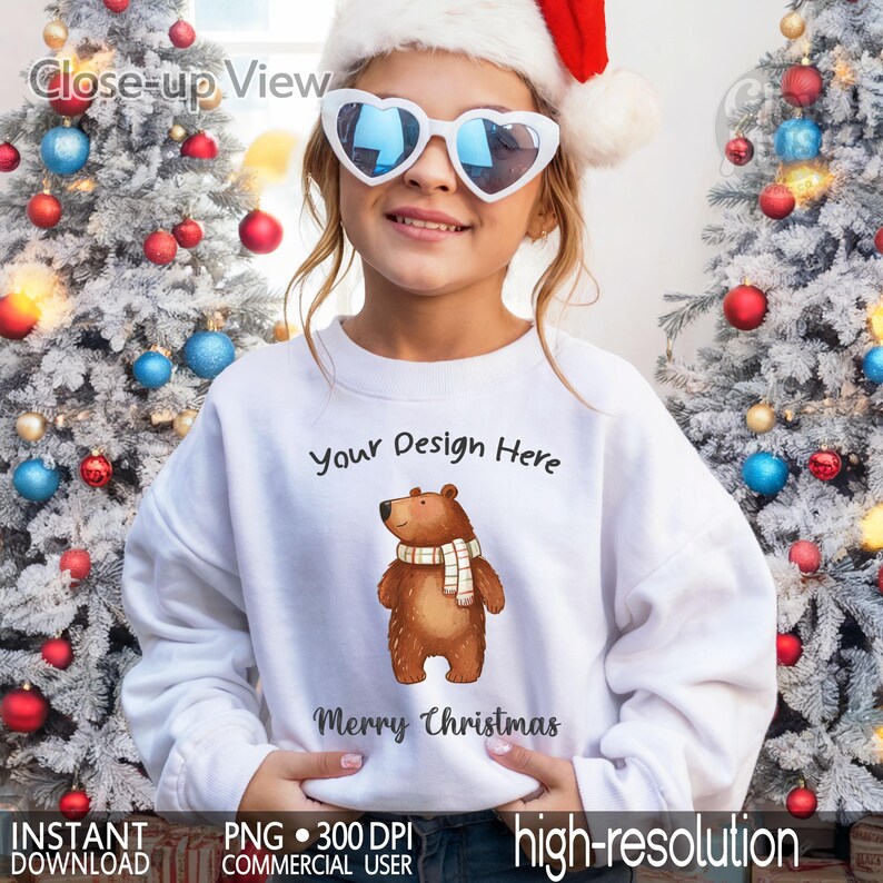 Gildan 18000B Christmas Themed Bundle Mockup Youth Sweatshirt Set Mock ...