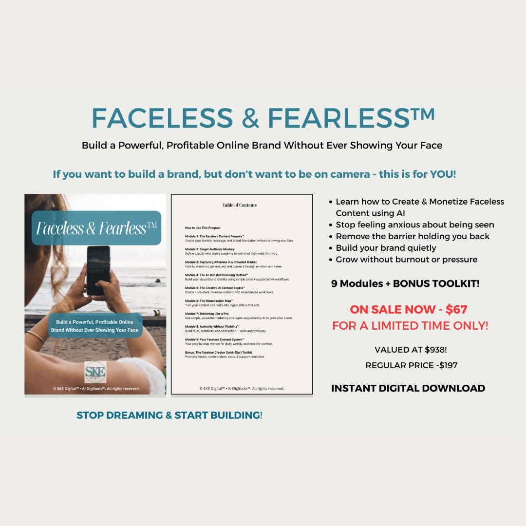 Faceless & Fearless™ Digital Creator System | Build a Faceless Brand ...