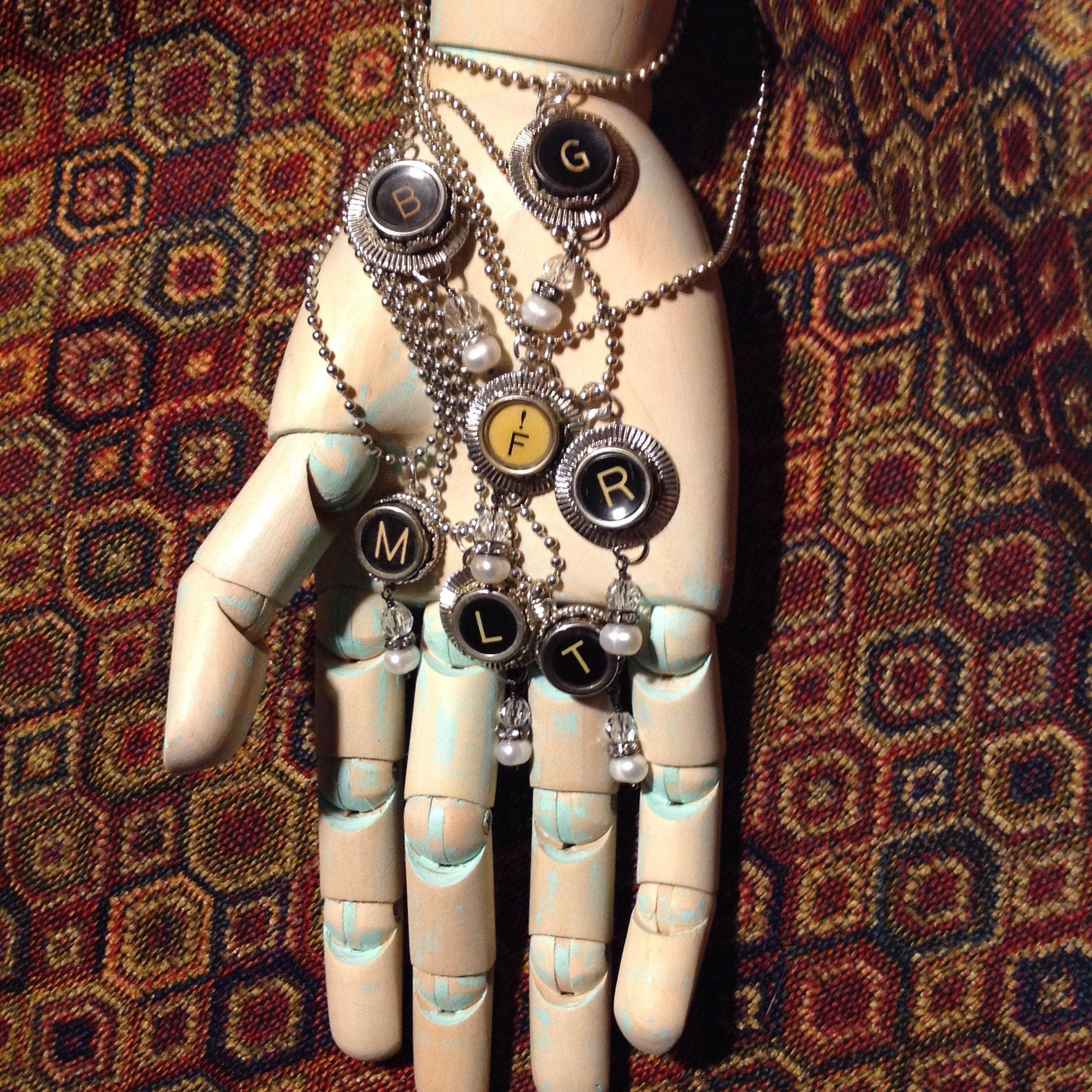 Vintage Typewriter Key Letter M With Pearl and Crystal - Etsy