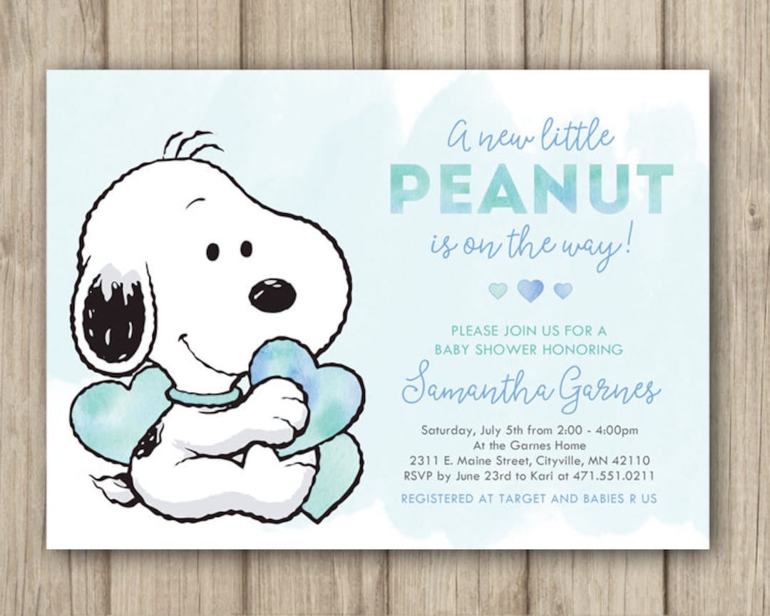Snoopy Baby Shower Invitation, Peanuts Baby Shower Invitation, Baby Boy ...
