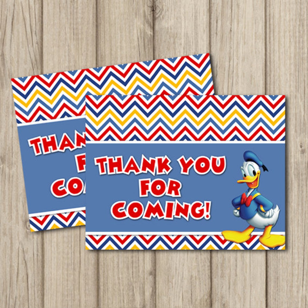 DONALD DUCK Birthday Thank You Cards - FOLDABLE A2 Sized - Instant ...