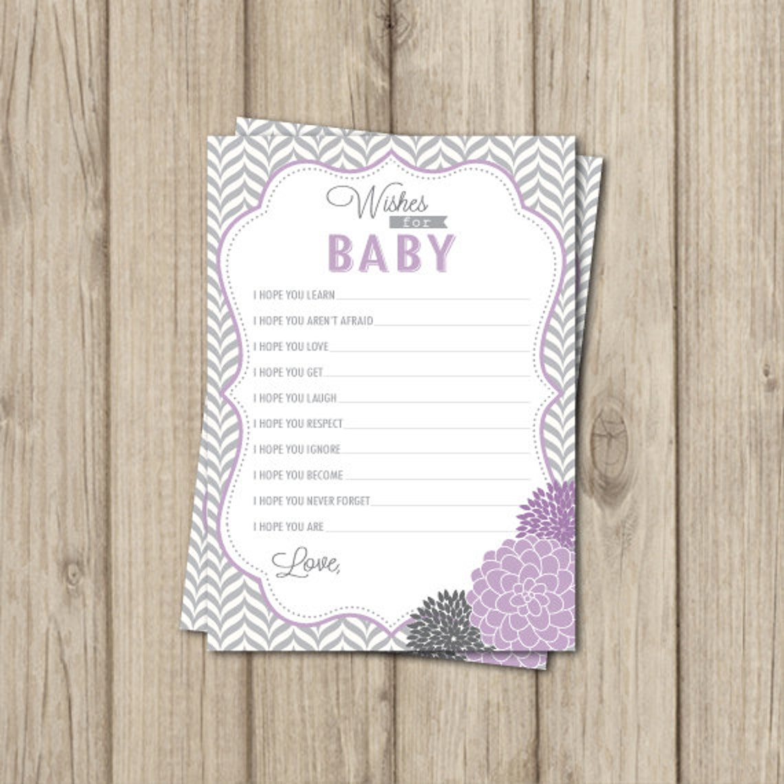 Purple Wishes for Baby Card Wishes for Baby Purple Baby - Etsy