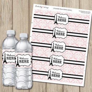 PARIS THEME Baby Shower - Printable Water Bottle Labels - INSTANT ...