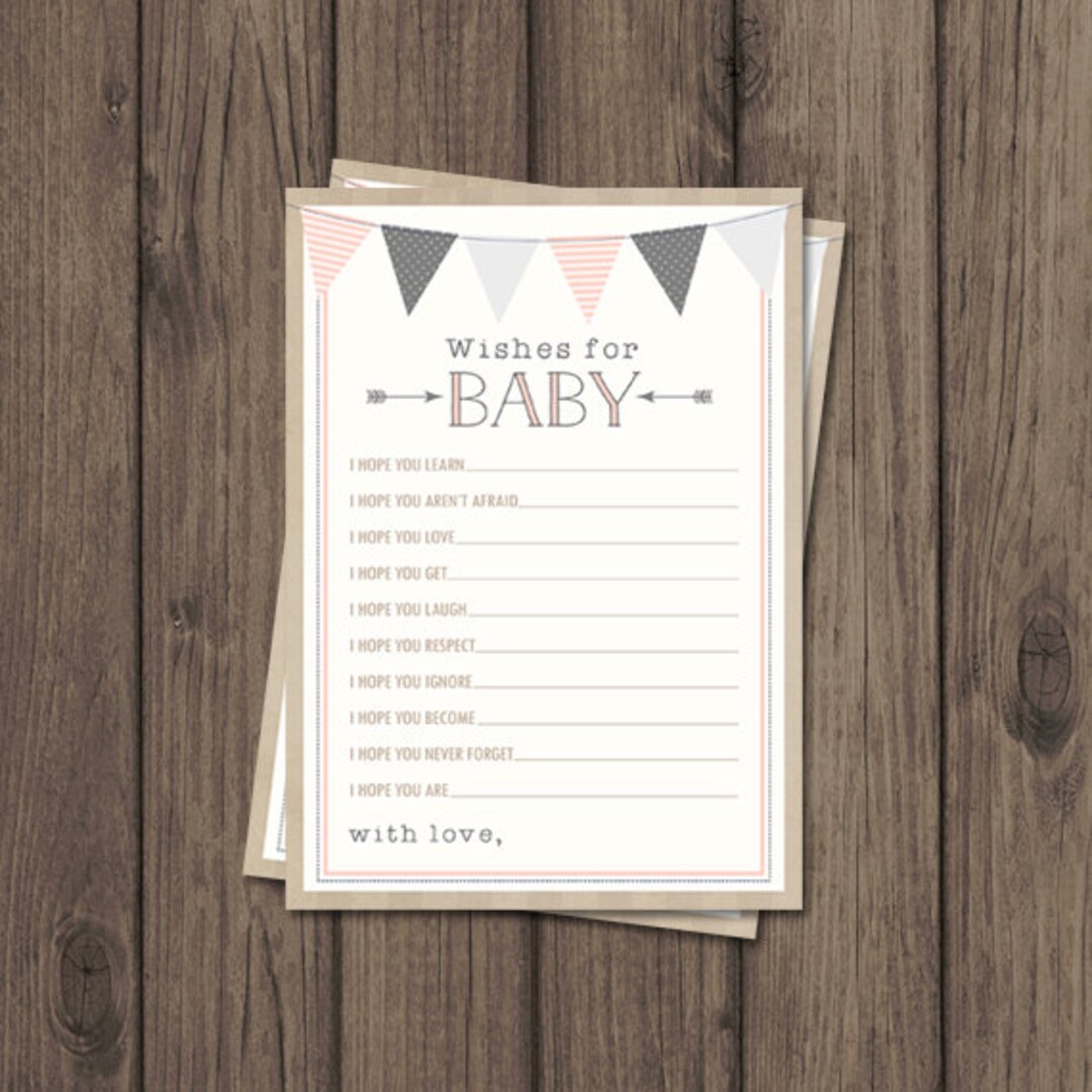 RUSTIC WISHES for Baby Card Rustic Baby Shower Rustic Girl Shower Pink ...