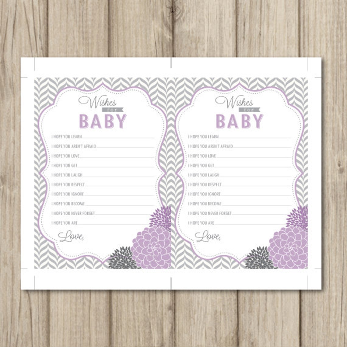 Purple Wishes for Baby Card Wishes for Baby Purple Baby - Etsy