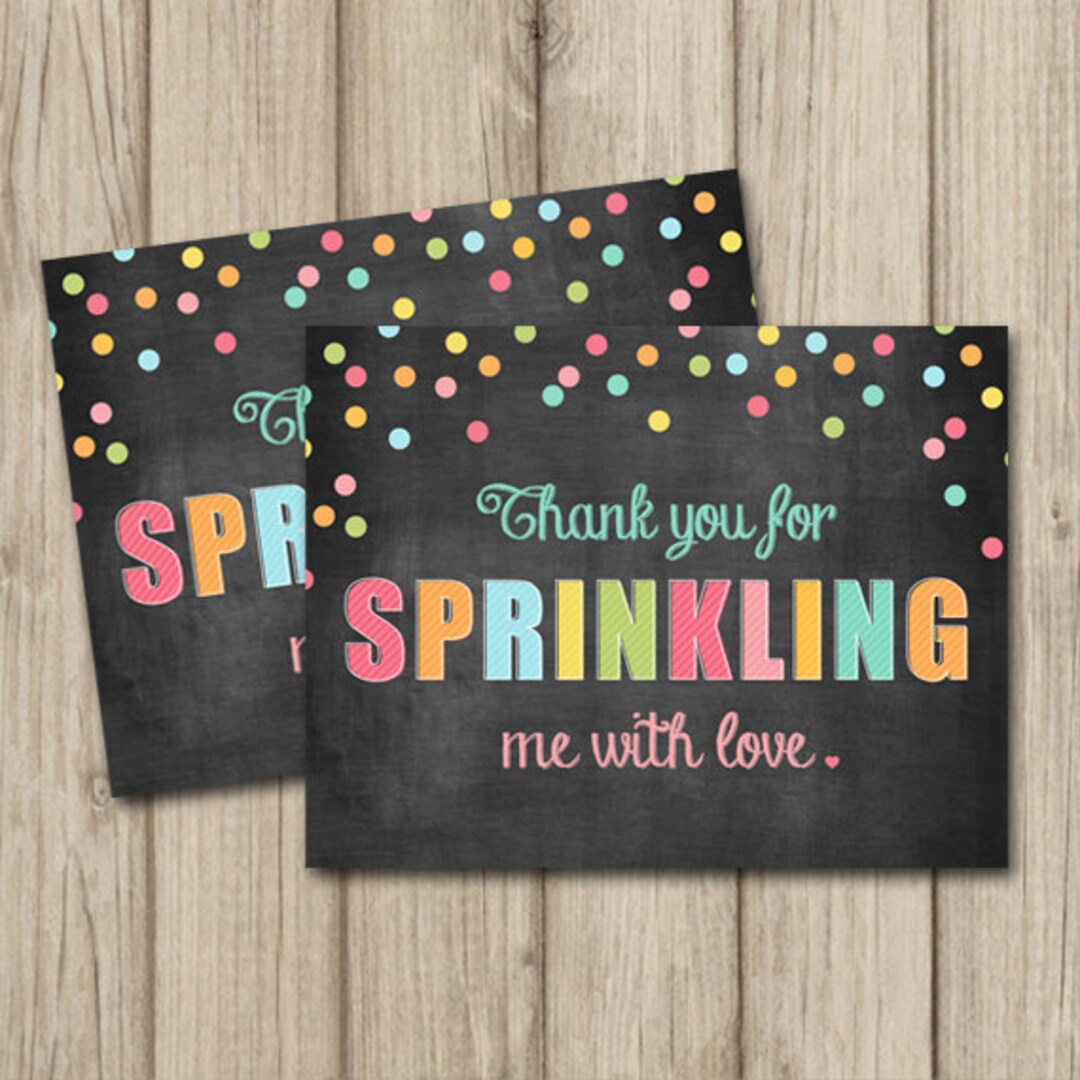 BABY SPRINKLE Thank You Card - Gender Neutral Bright Colors - Flat ...