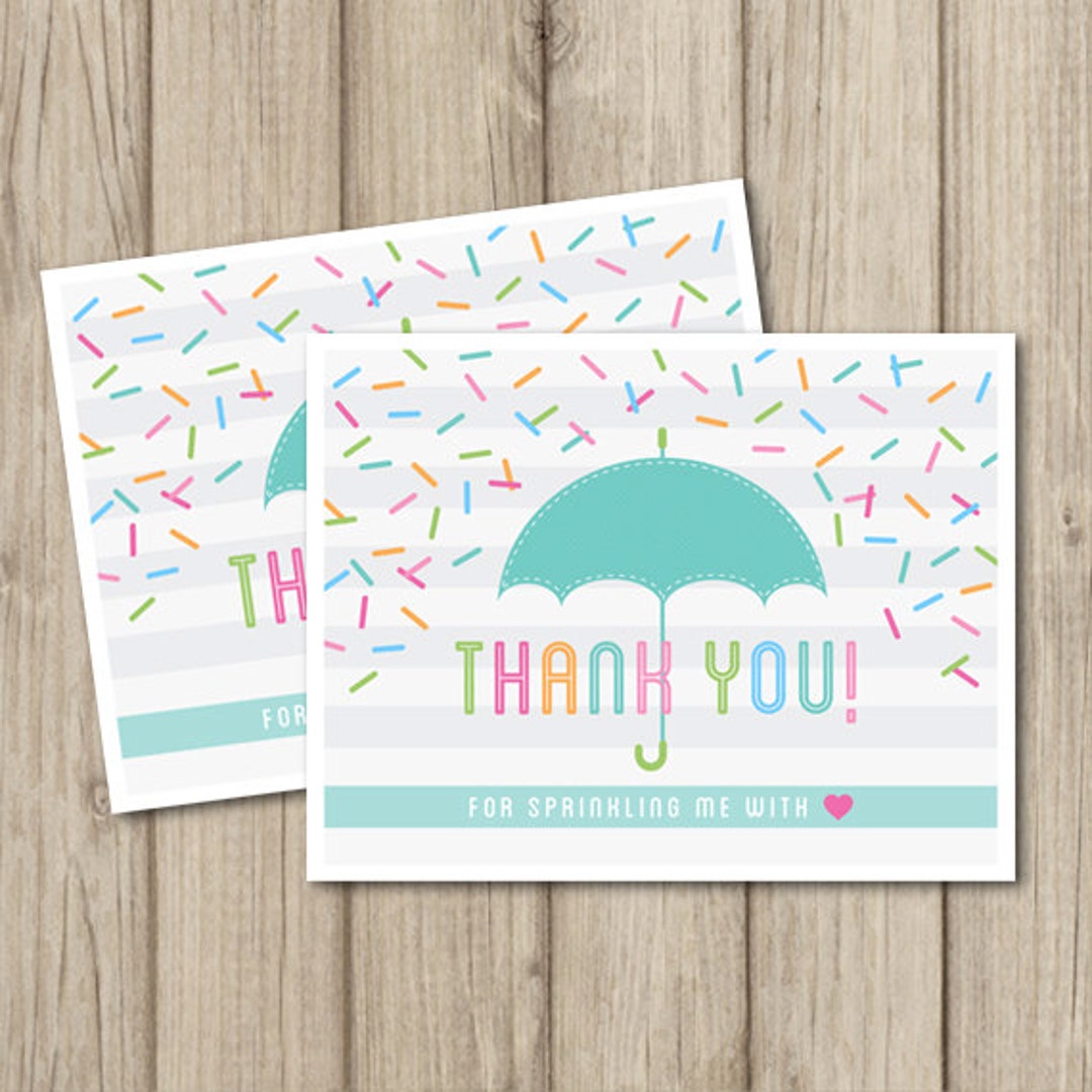 Baby Sprinkle THANK YOU Cards - Flat & Folded A2 Sized - Instant ...