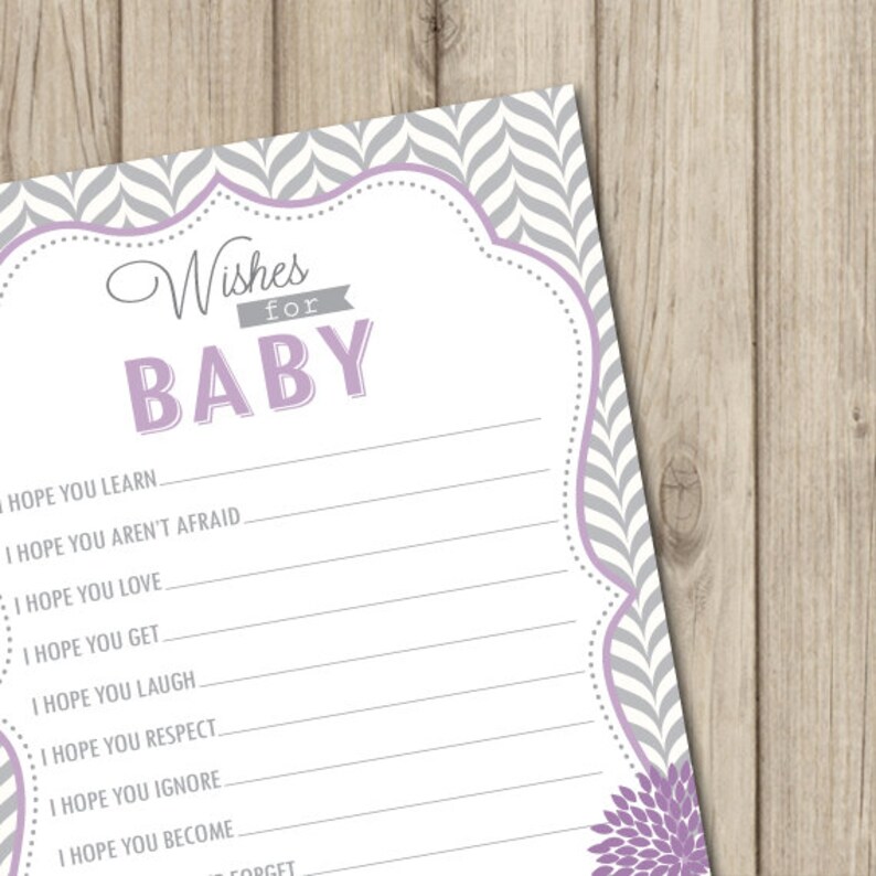 Purple Wishes for Baby Card Wishes for Baby Purple Baby - Etsy
