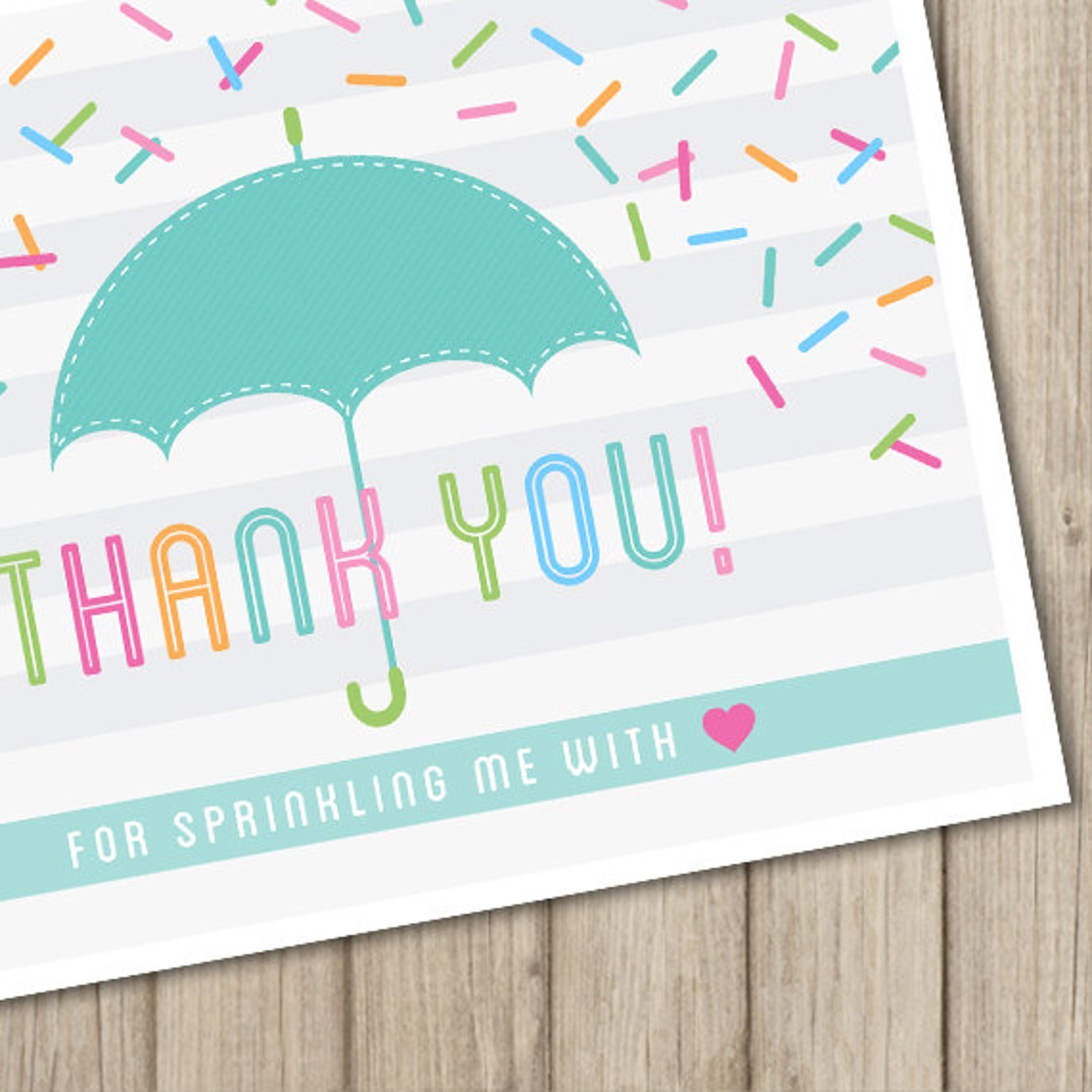 Baby Sprinkle THANK YOU Cards - Flat & Folded A2 Sized - Instant ...