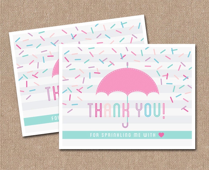 Baby Sprinkle Invitation THANK YOU Cards FLAT A2 Sized | Etsy
