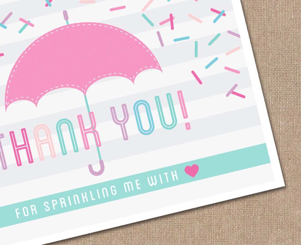 Baby Sprinkle Invitation THANK YOU Cards FLAT A2 Sized | Etsy