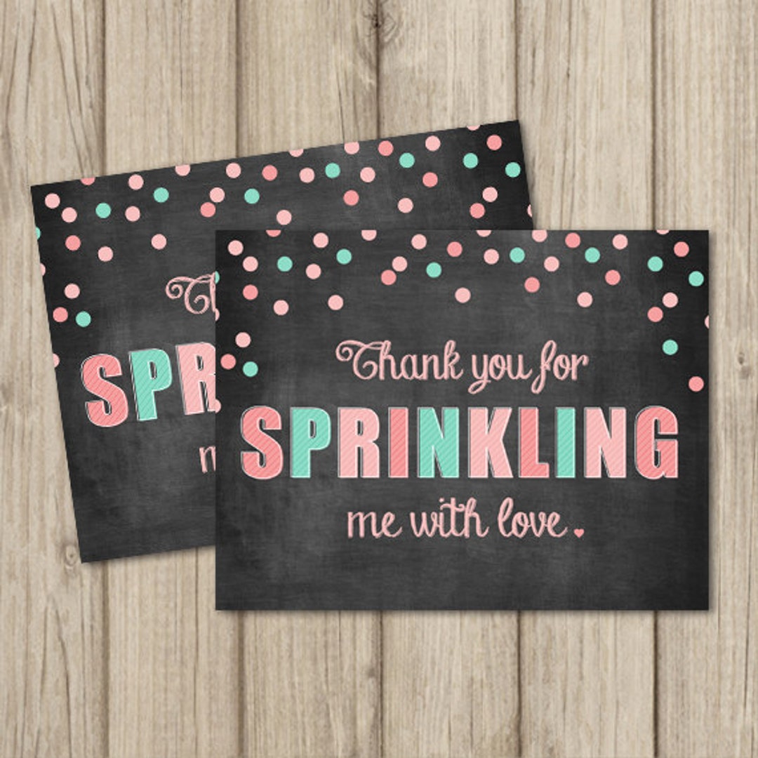 BABY SPRINKLE Thank You Card - Flat & Folded A2 Sized - Instant ...