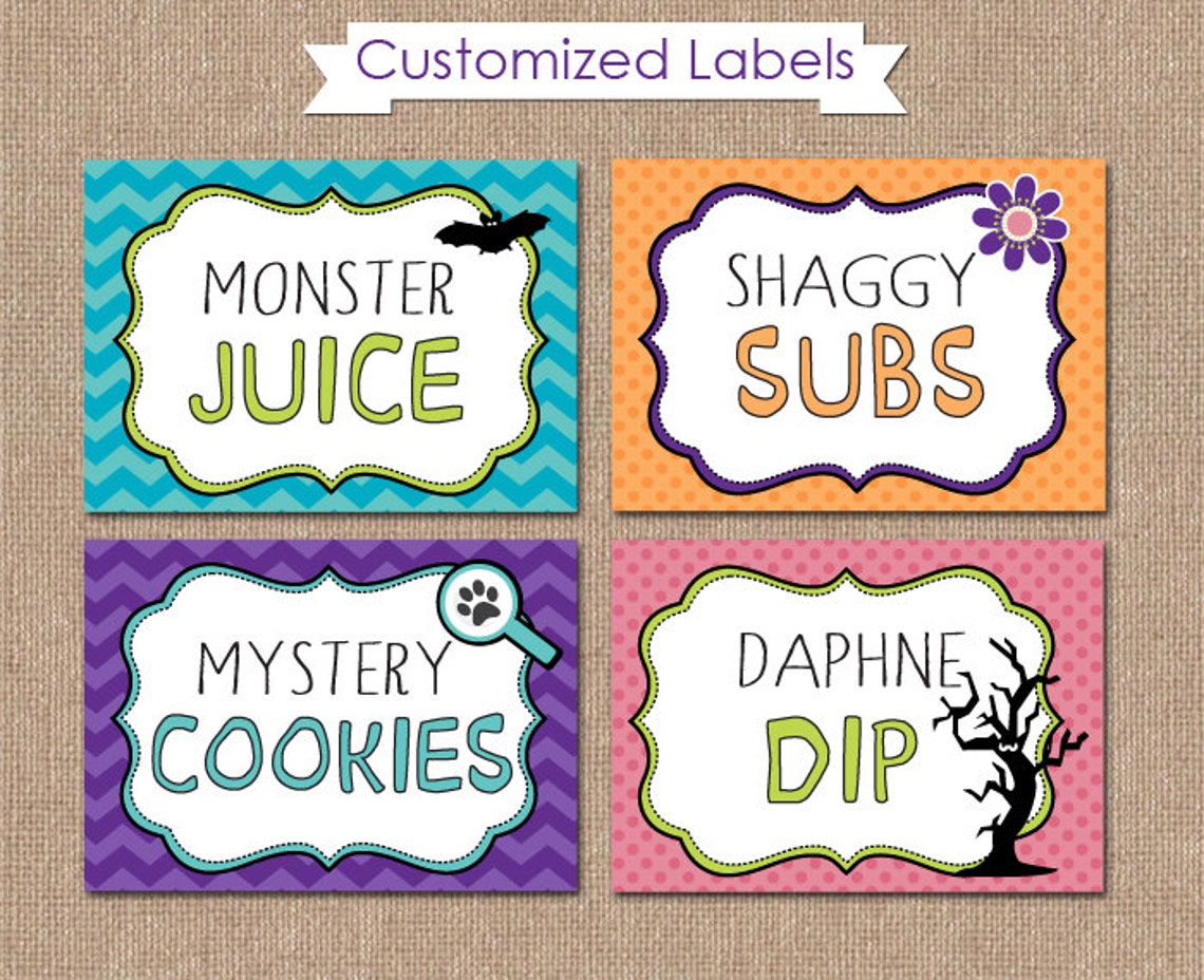 SCOOBY DOO BIRTHDAY Printable Tent Labels/food Cards Instant - Etsy