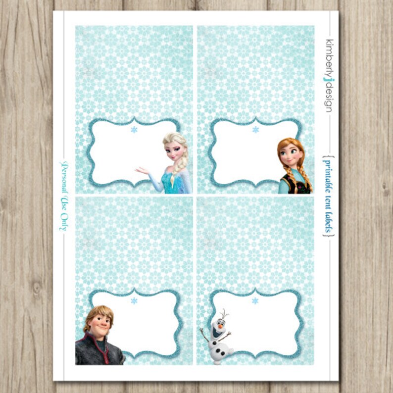 FROZEN BIRTHDAY Tent Labels Printable Food Labels INSTANT - Etsy