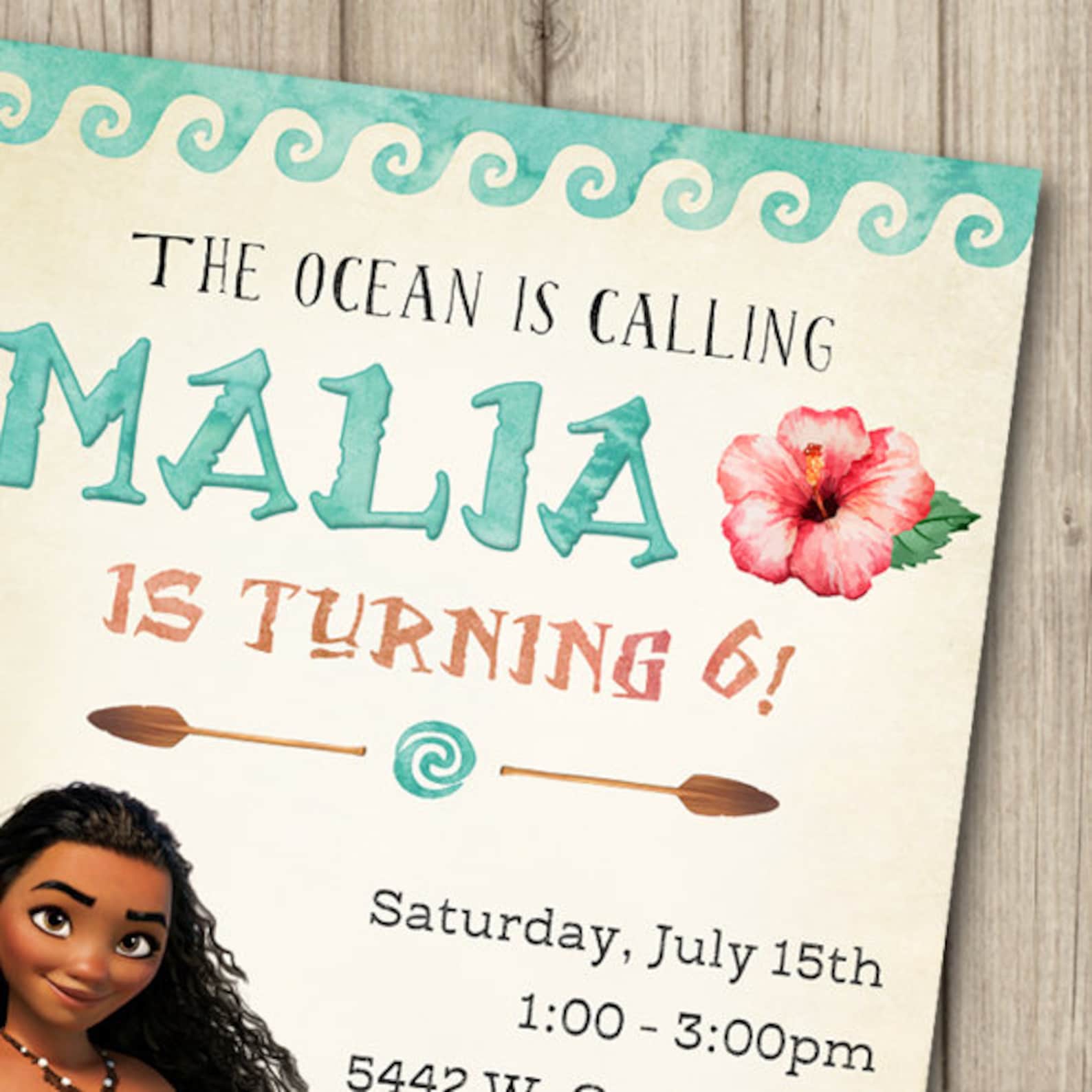 MOANA BIRTHDAY INVITATION Moana Invitation Moana Birthday - Etsy