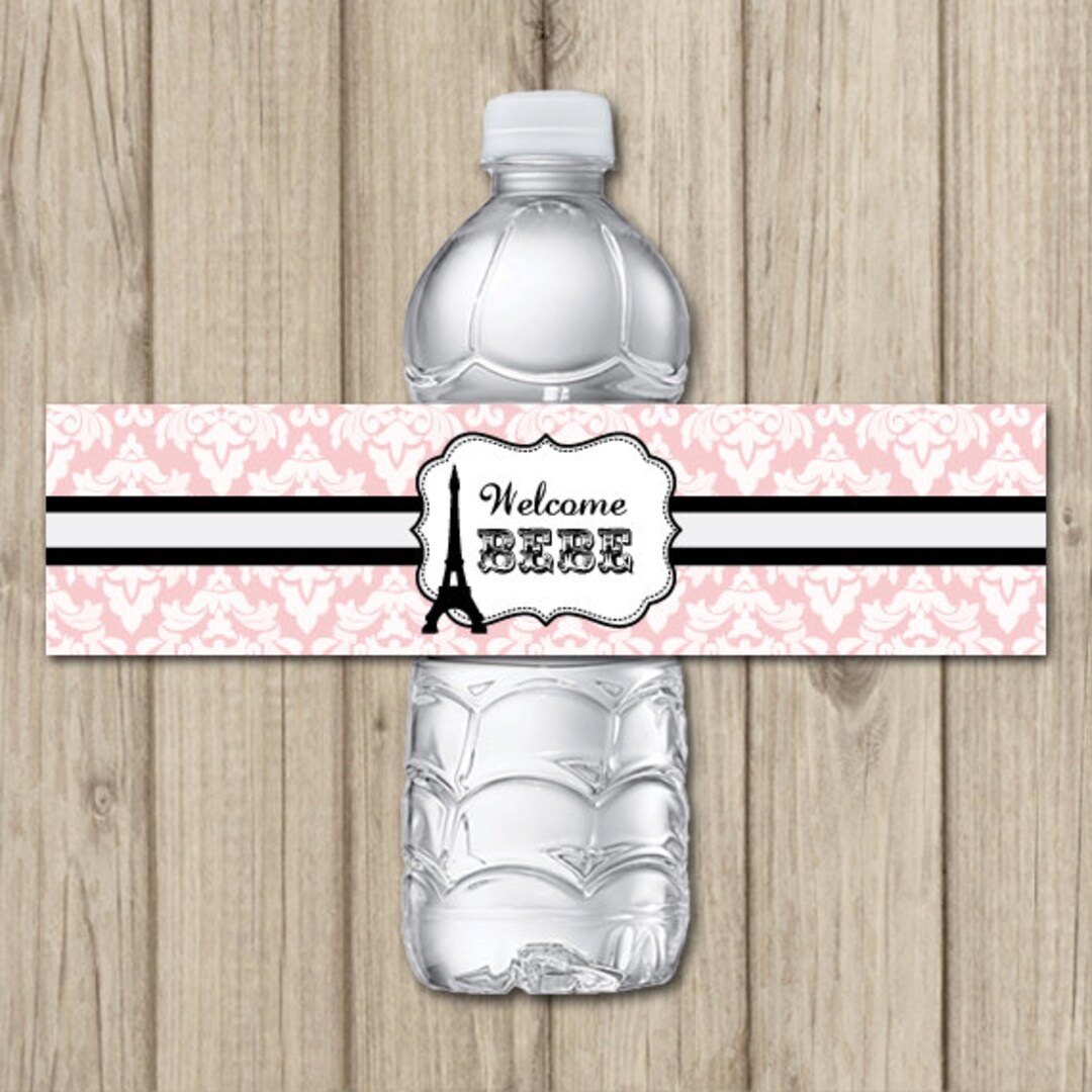 PARIS THEME Baby Shower - Printable Water Bottle Labels - INSTANT ...