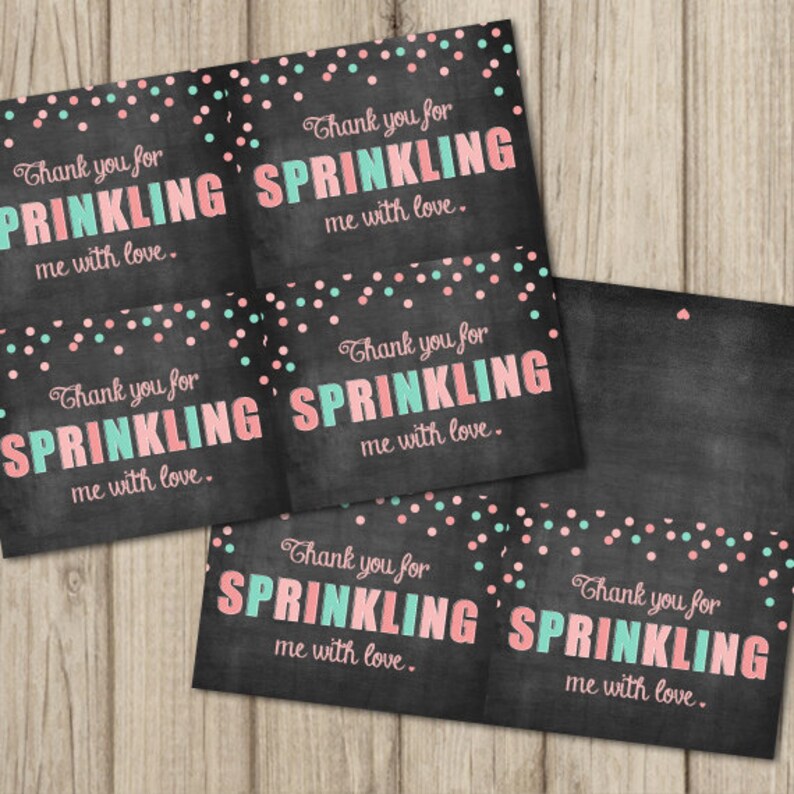 BABY SPRINKLE Thank You Card Flat & Folded A2 Sized | Etsy