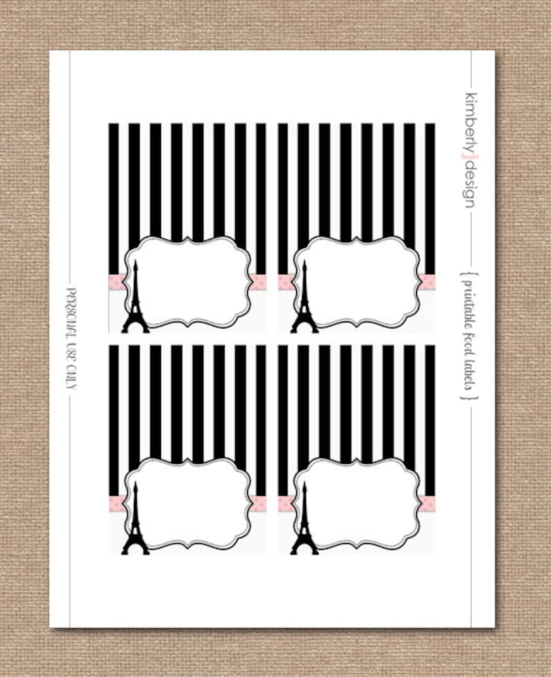 PARIS THEME Baby Shower Printable Tent Labels INSTANT - Etsy