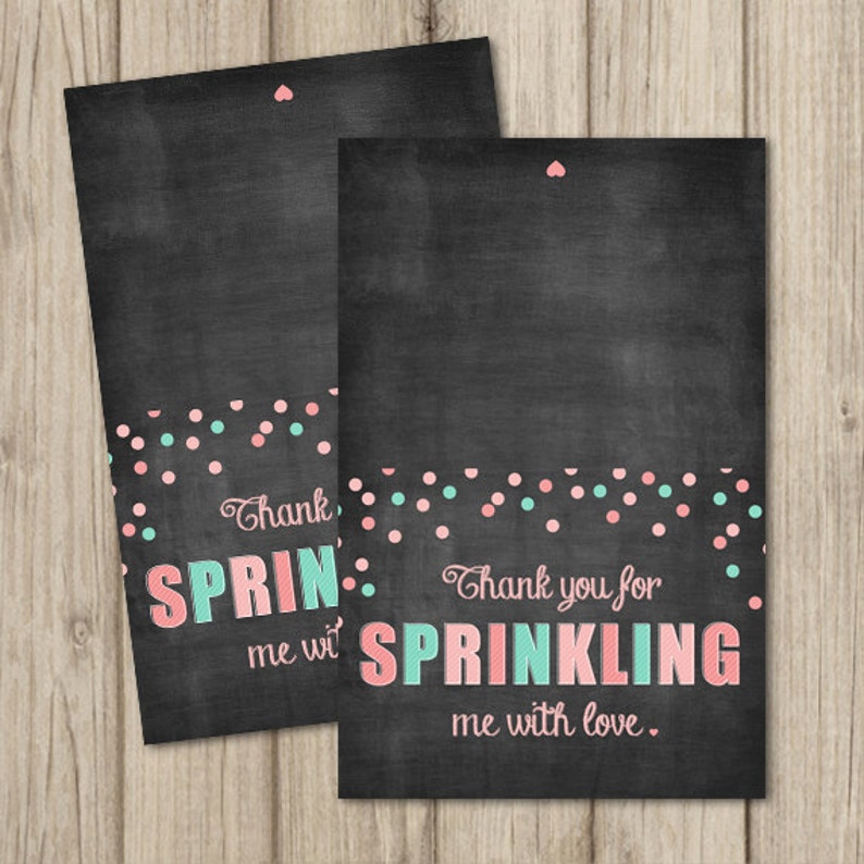 BABY SPRINKLE Thank You Card Flat & Folded A2 Sized | Etsy