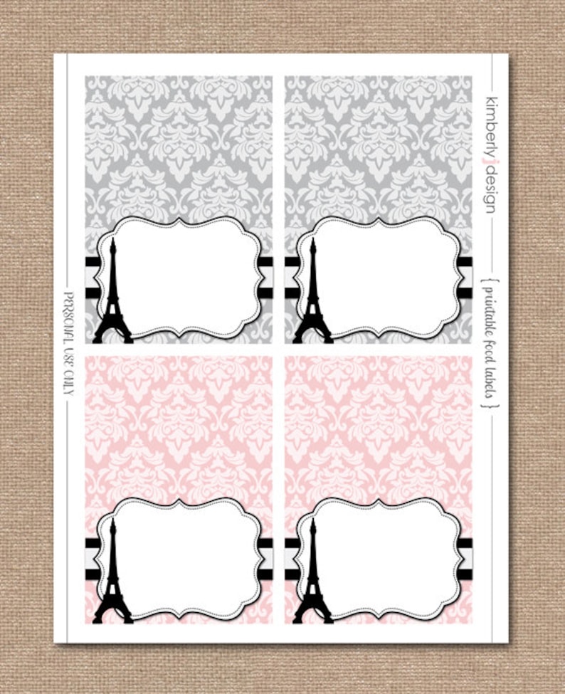 PARIS THEME Baby Shower Printable Tent Labels INSTANT - Etsy