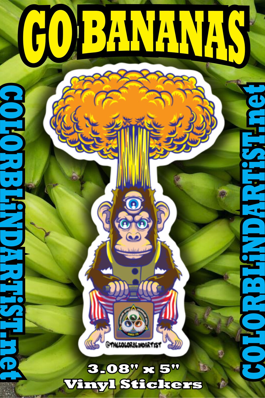 Trippy Mind Blown 3rd Eye Monkey Vinyl Sticker - Etsy