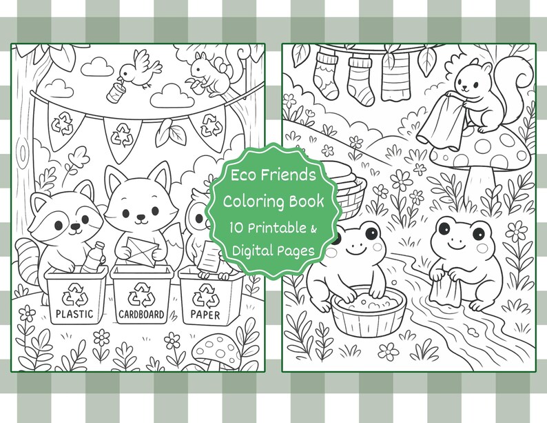 Eco Friends Coloring Pages - Printable & Procreate Friendly - 10 Cute ...