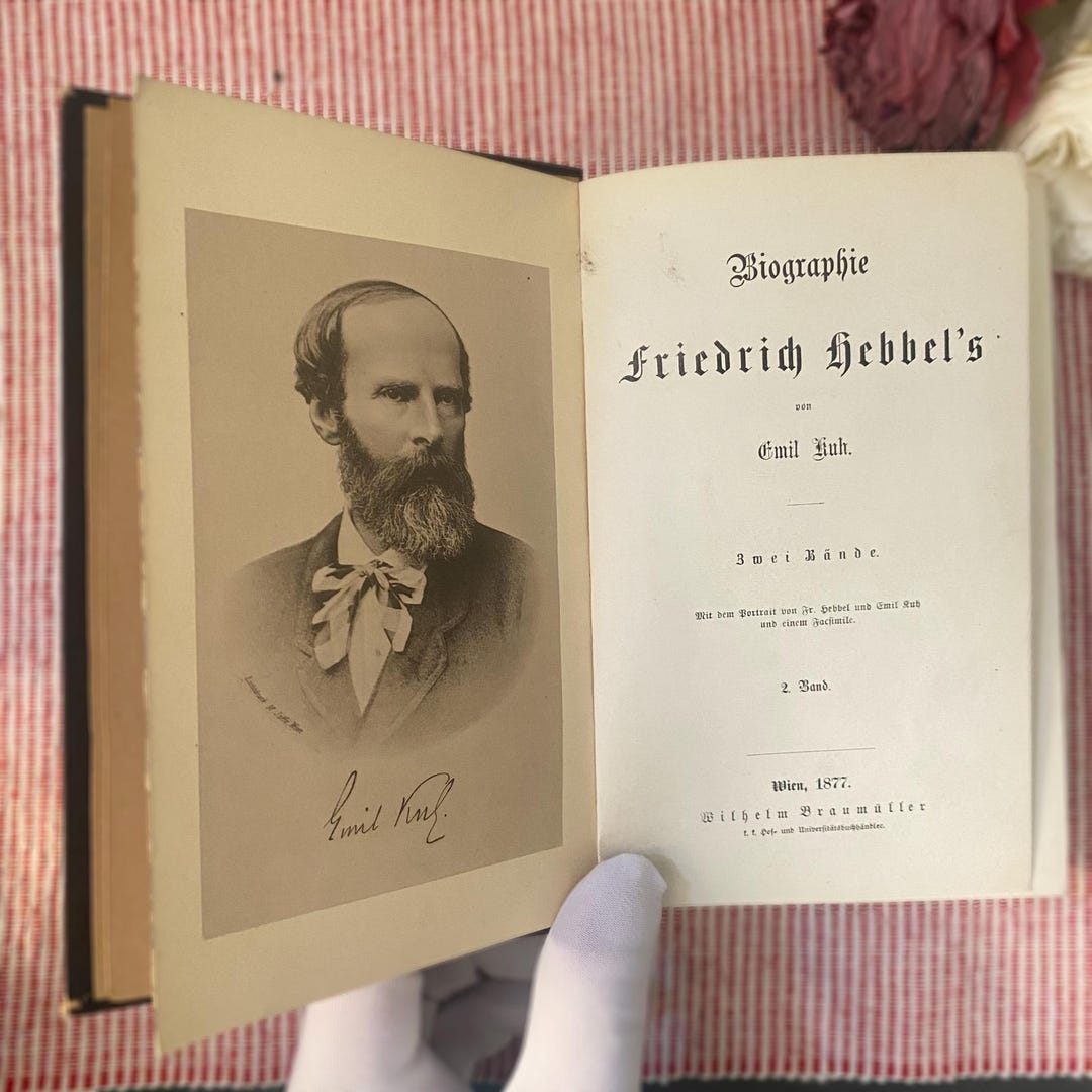 Antique Book About Friedrich Hebbel, Vienna 1877, Writer's Biography ...