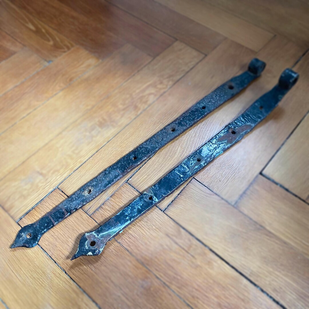 Two Rustic Iron Hinges Gate Antique, Cast Iron Strap for Country House ...