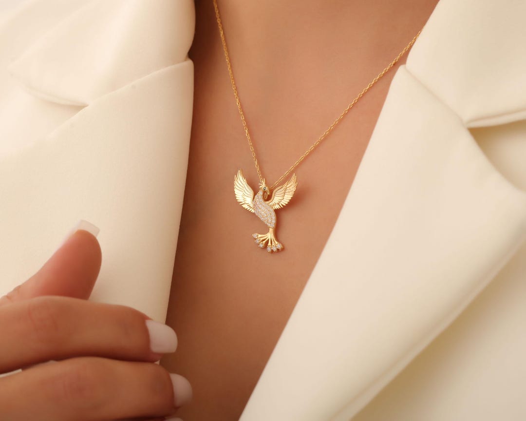 Unique Gold Phoenix Necklace, Guardian Fire Bird Necklace, Protection ...