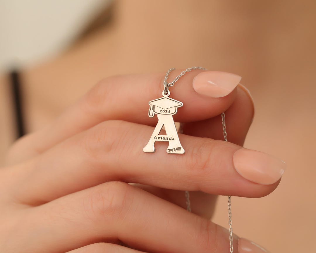 Customized Graduation Letter Necklace, Class of 2025 Initial Pendant ...