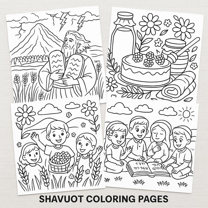 Shavuot Coloring Book for Kids – 20 Printable Pages | Jewish Holiday ...