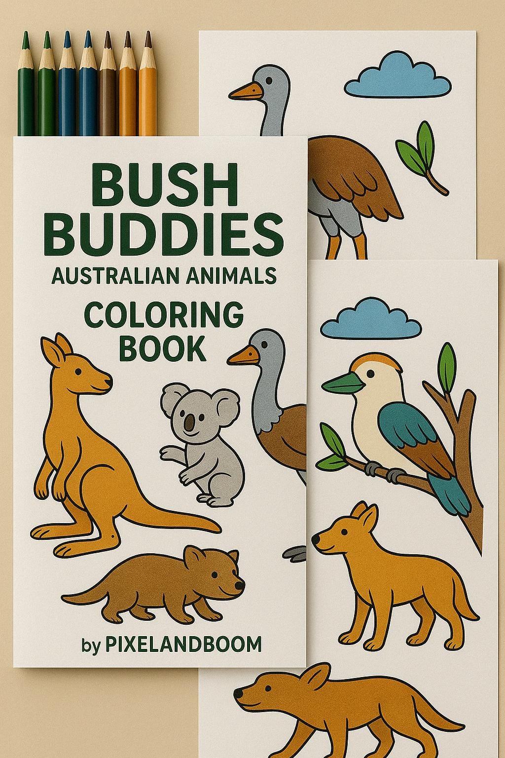 Bush Buddies Australian Animals Coloring Book – 10 A4 Printable Pages ...