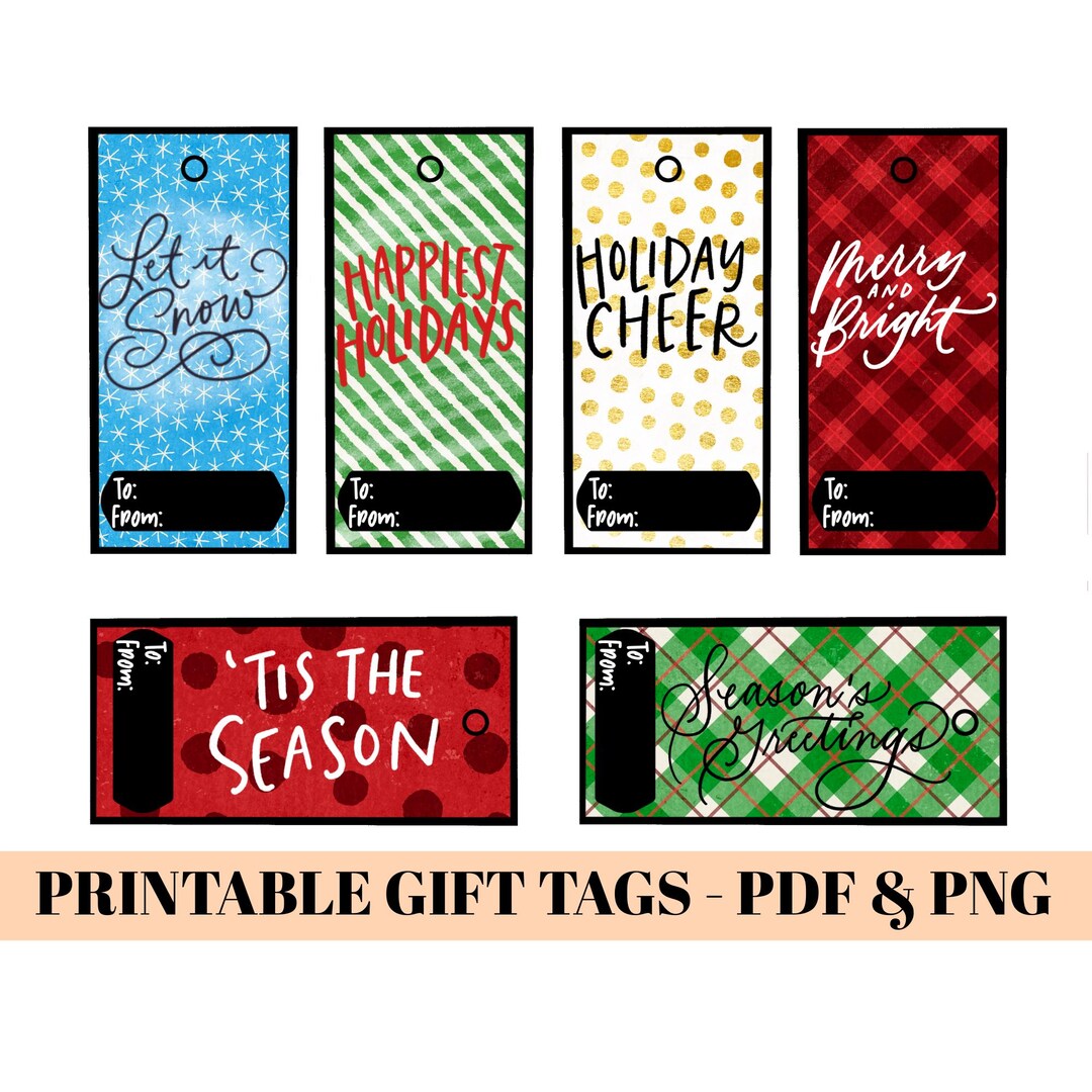 Christmas Word Gift Tags Printable | Merry and Bright Holiday Tags ...