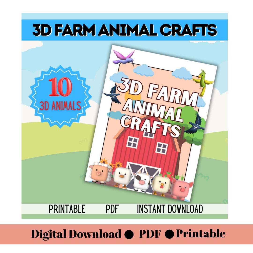 3D Farm Animal Printable Craft for Kids, Summer Playtime Boredom Buster ...