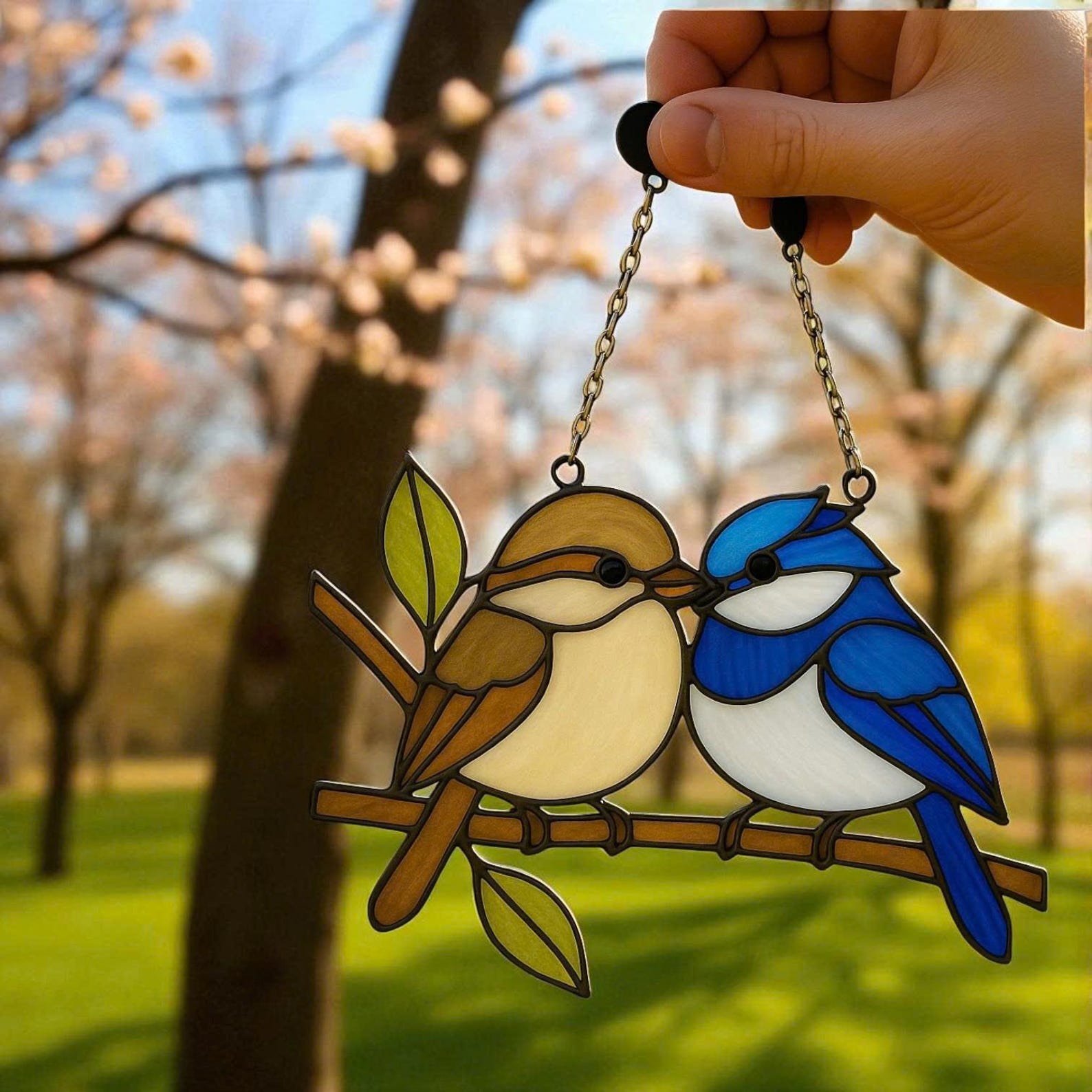 Stained Glass Bird Suncatcher – Fairy-wrens Window Hanging, Handmade - Etsy
